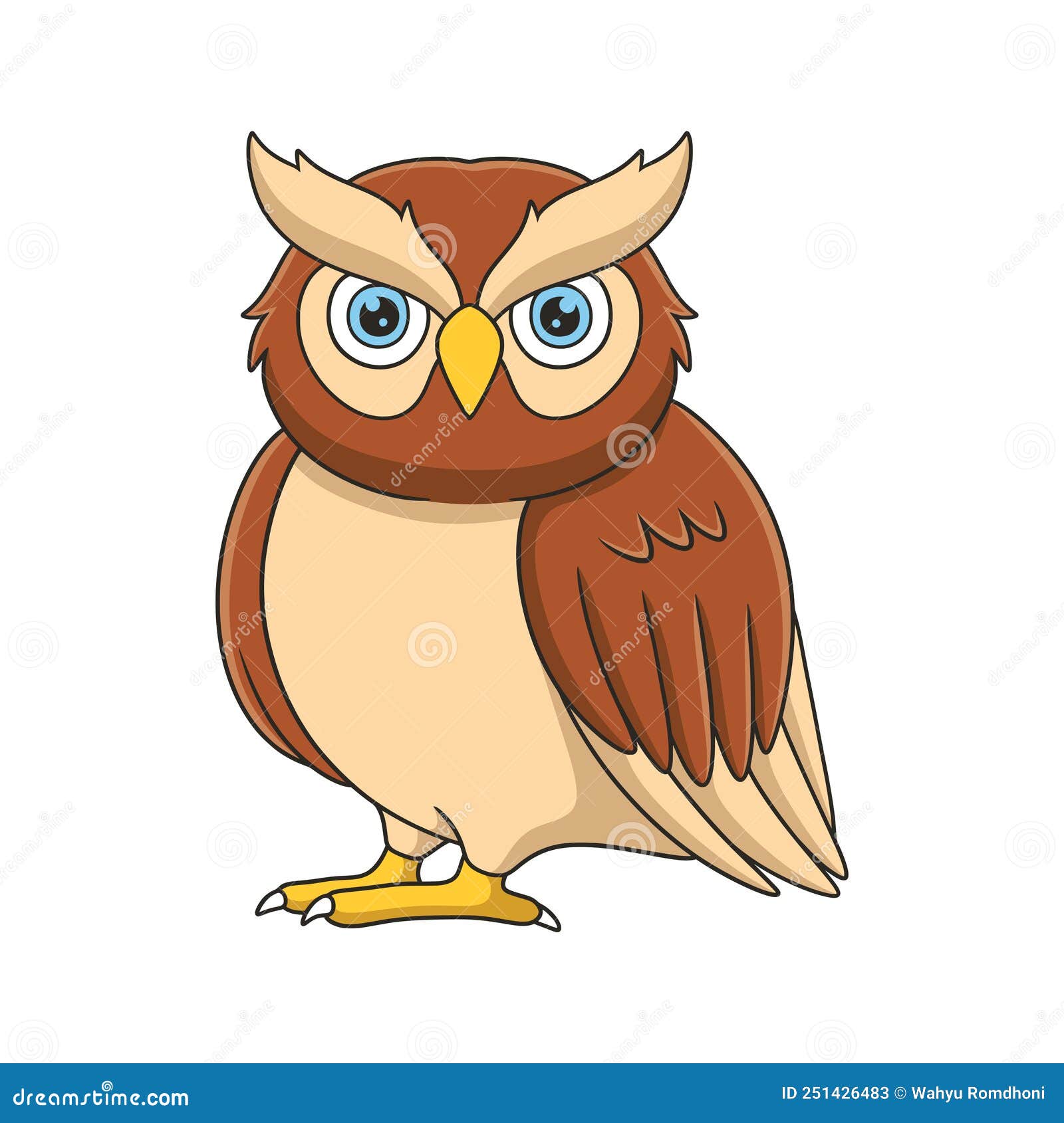 Cartoon Illustration Owl is Perching on a Big Tree Trunk Stock Vector ...