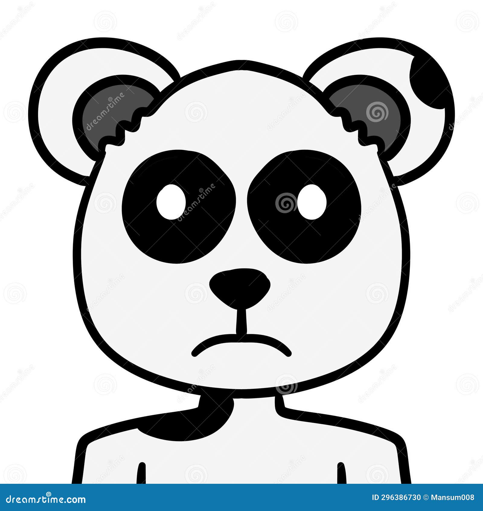 A Cartoon Illustration of a Panda with Sad Expression Stock ...
