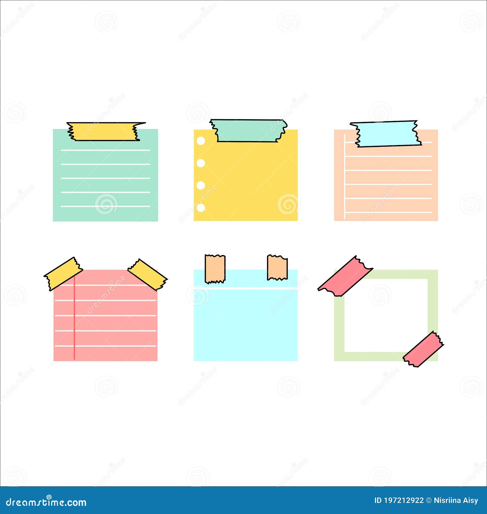 Cartoon Illustration of Paper, Note, Sticky, Message, Reminder Stock ...