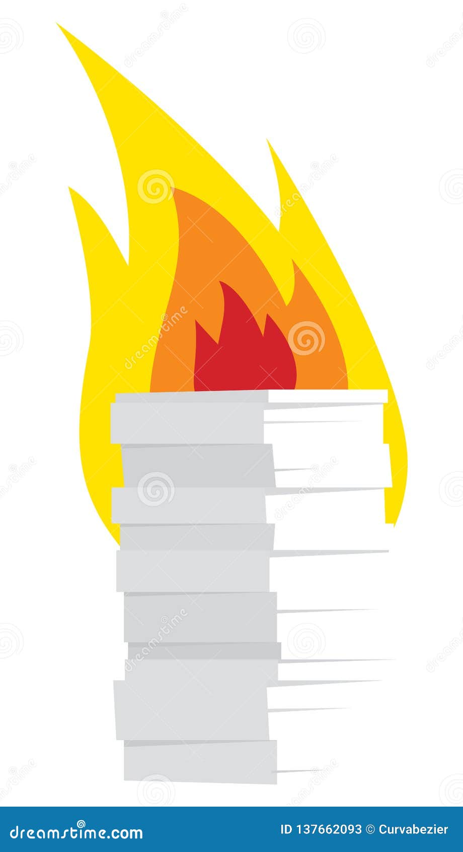 White Paper Stack Catching Fire Stock Vector - Illustration of document ...