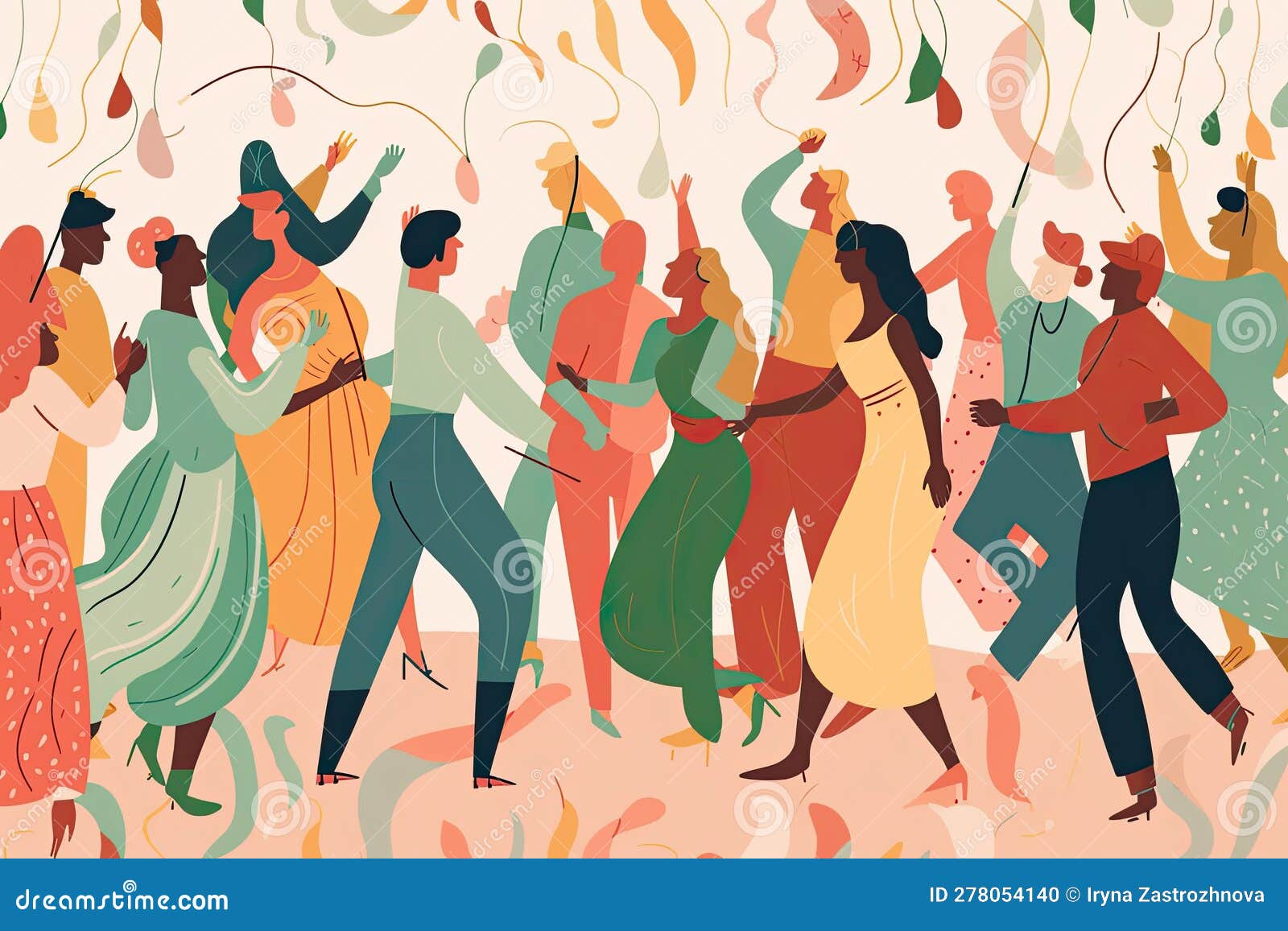Cartoon Illustration of Party Dancing People. Generative AI Stock ...