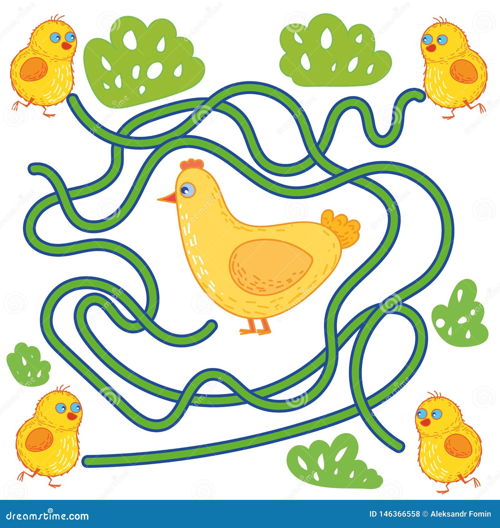 Cartoon Illustration of Paths or Maze Puzzle Activity Game Kids ...
