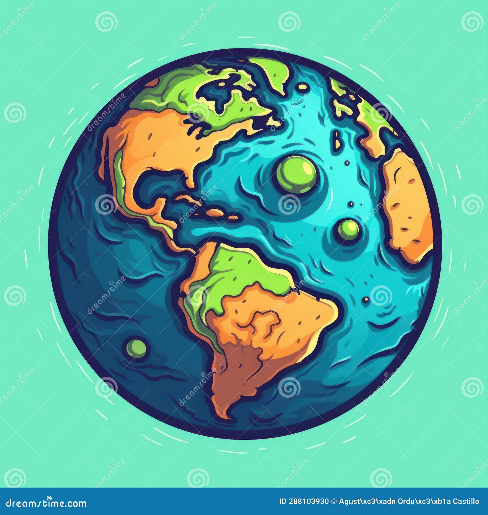 A Cartoon Illustration of the Planet EARTH. Generative AI. Stock ...