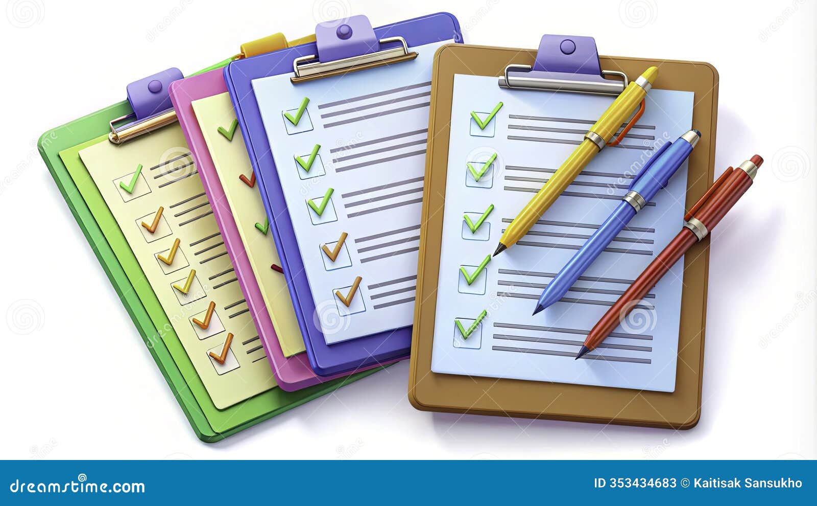 Planning Clipboards. Task Checklists And To Do Lists With Pen, Pencil ...