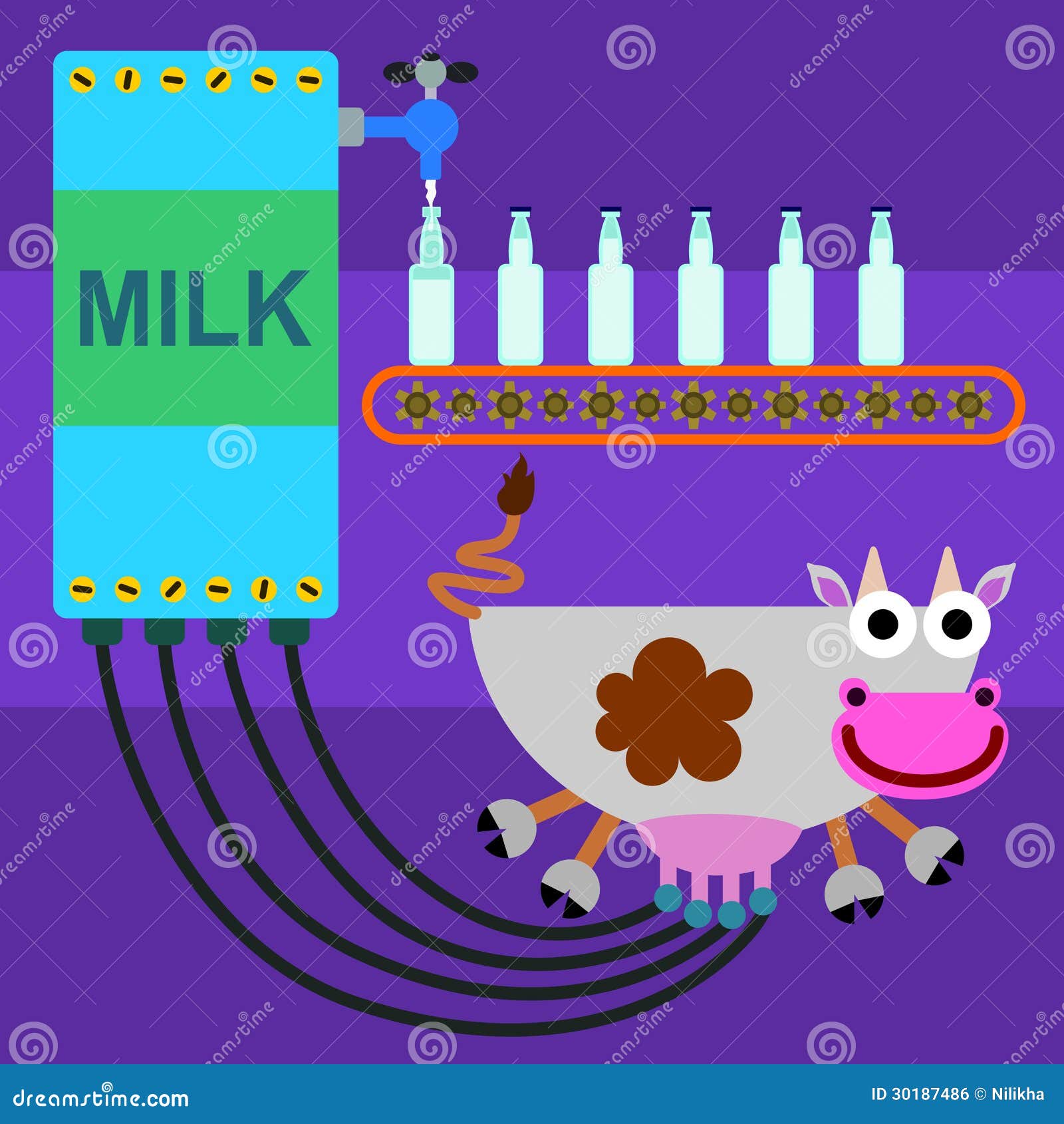 Milk production stock illustration. Illustration of cattle - 30187486