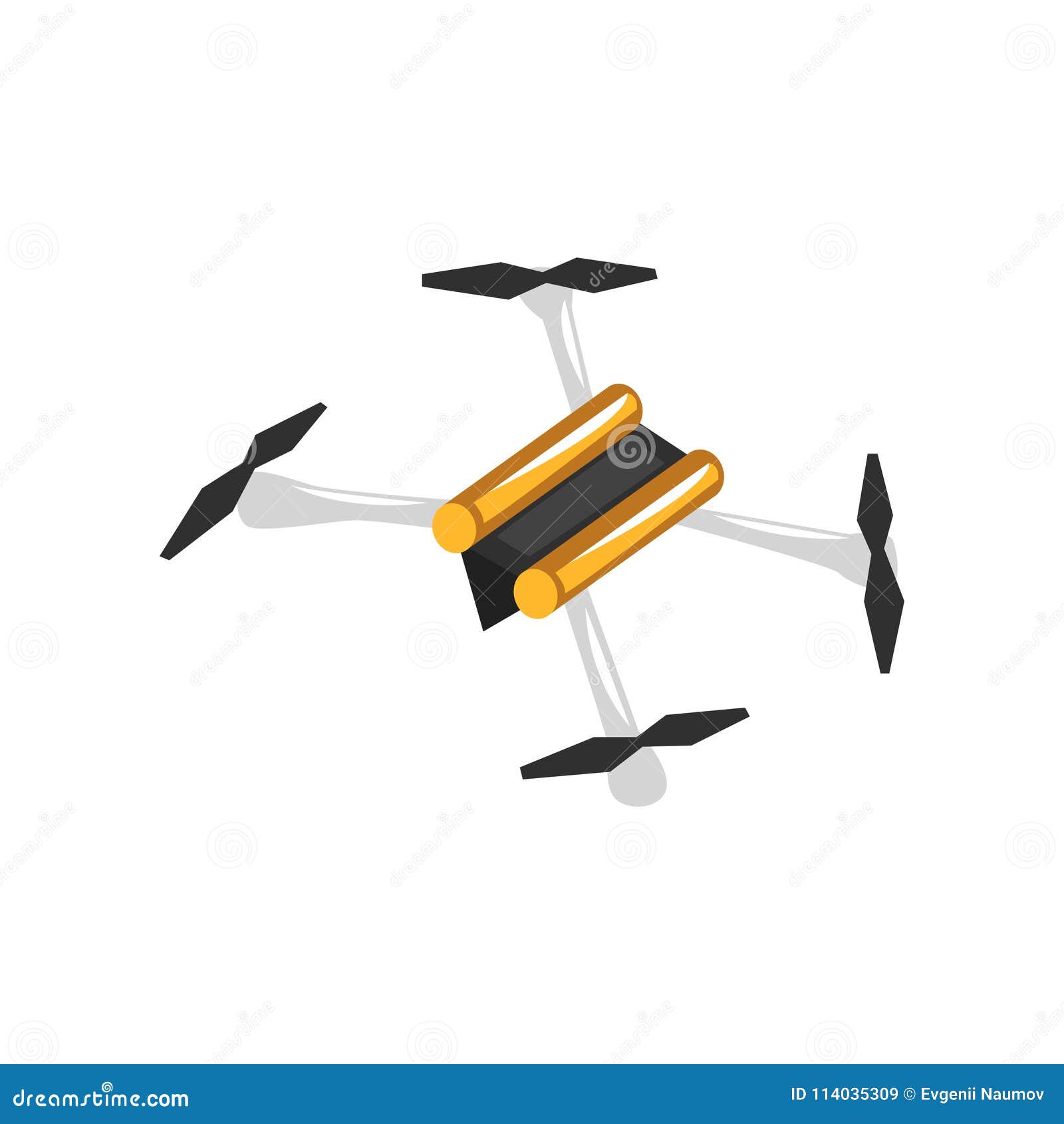 Cartoon Illustration of Quadrocopter. Unmanned Aerial Device with ...