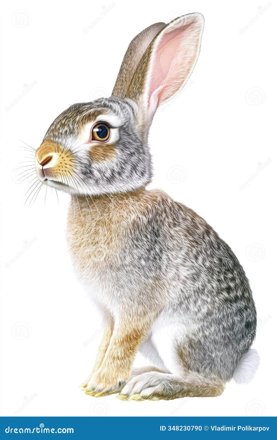 A Cartoon Illustration of a Rabbit Sitting on a Plain White Surface ...