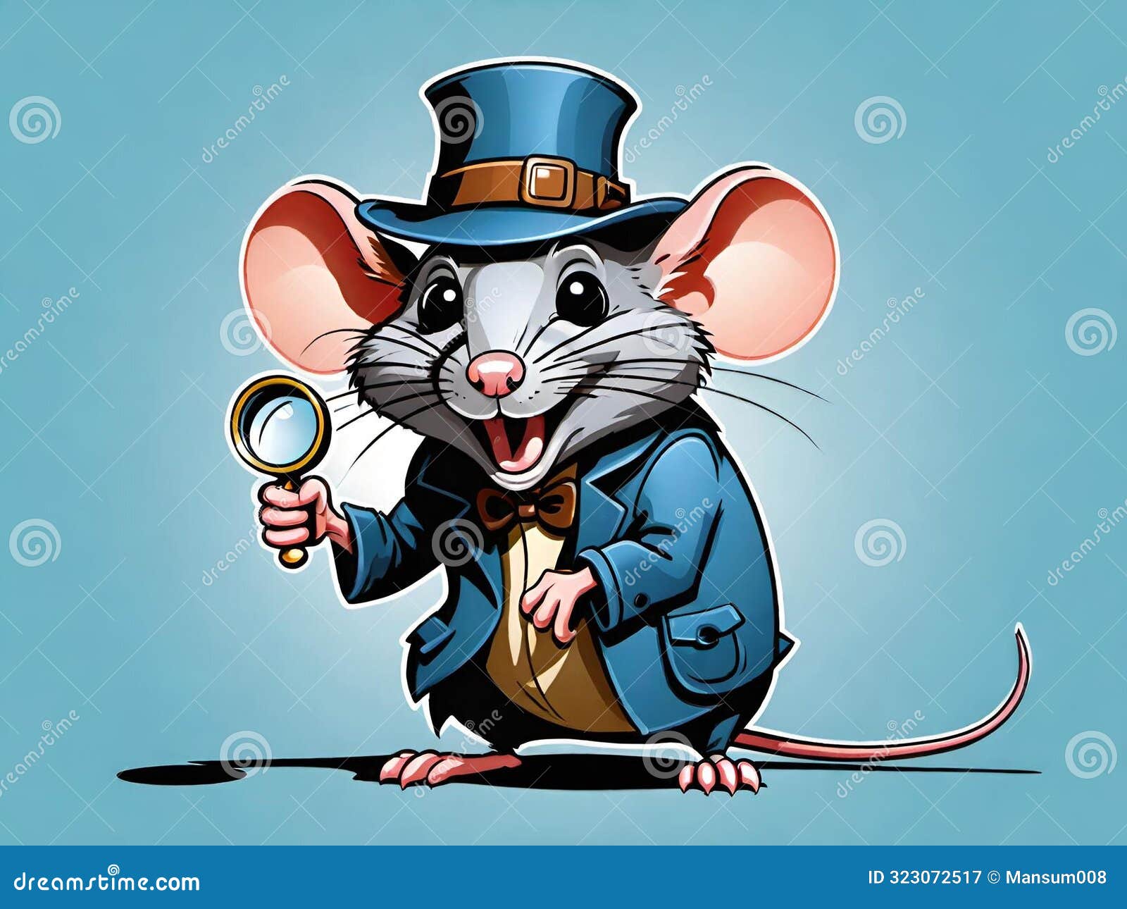 Cartoon Illustration of Rat with Hat Stock Illustration - Illustration ...