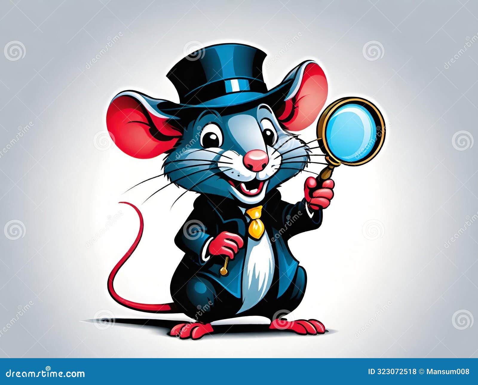 Cartoon Illustration of Rat with Hat Stock Illustration - Illustration ...