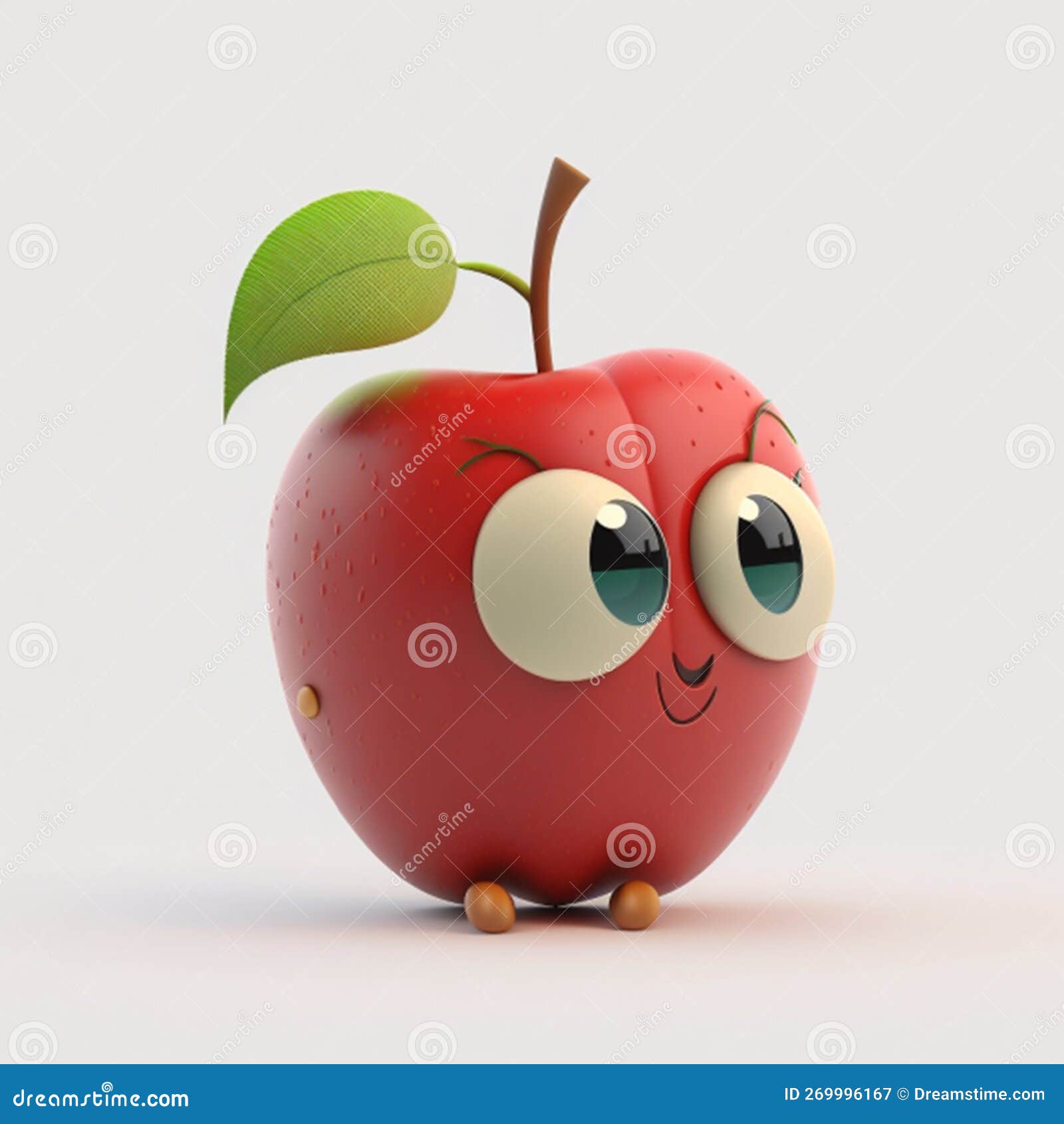 Cartoon Apple on White Background Stock Illustration - Illustration of ...