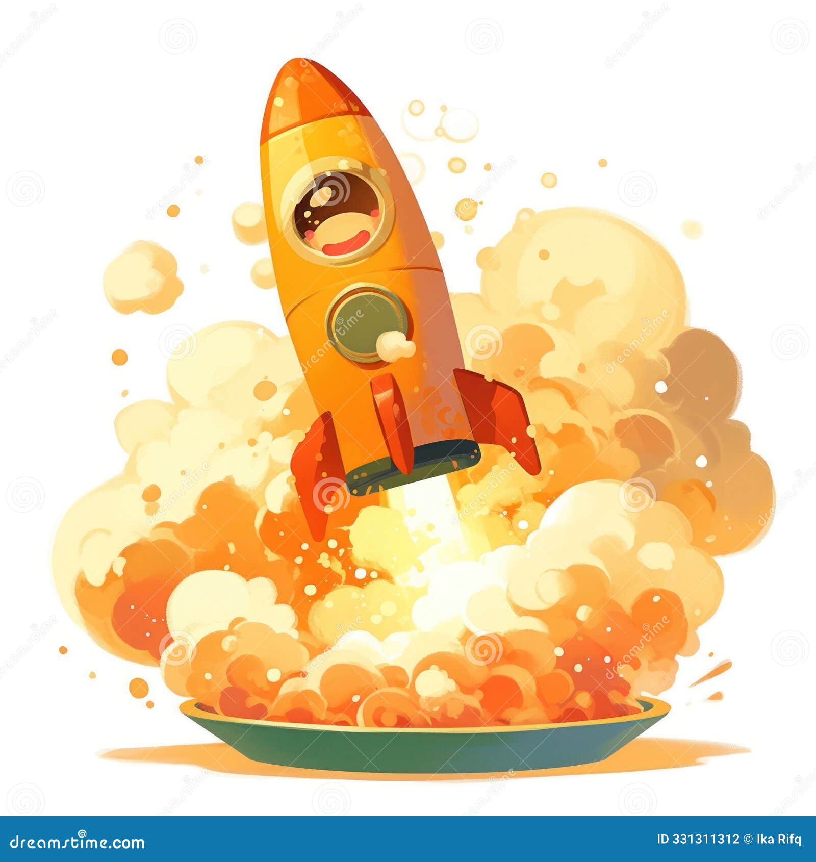 Cartoon Illustration of a Rocket Launching into Space Generated with Ai ...