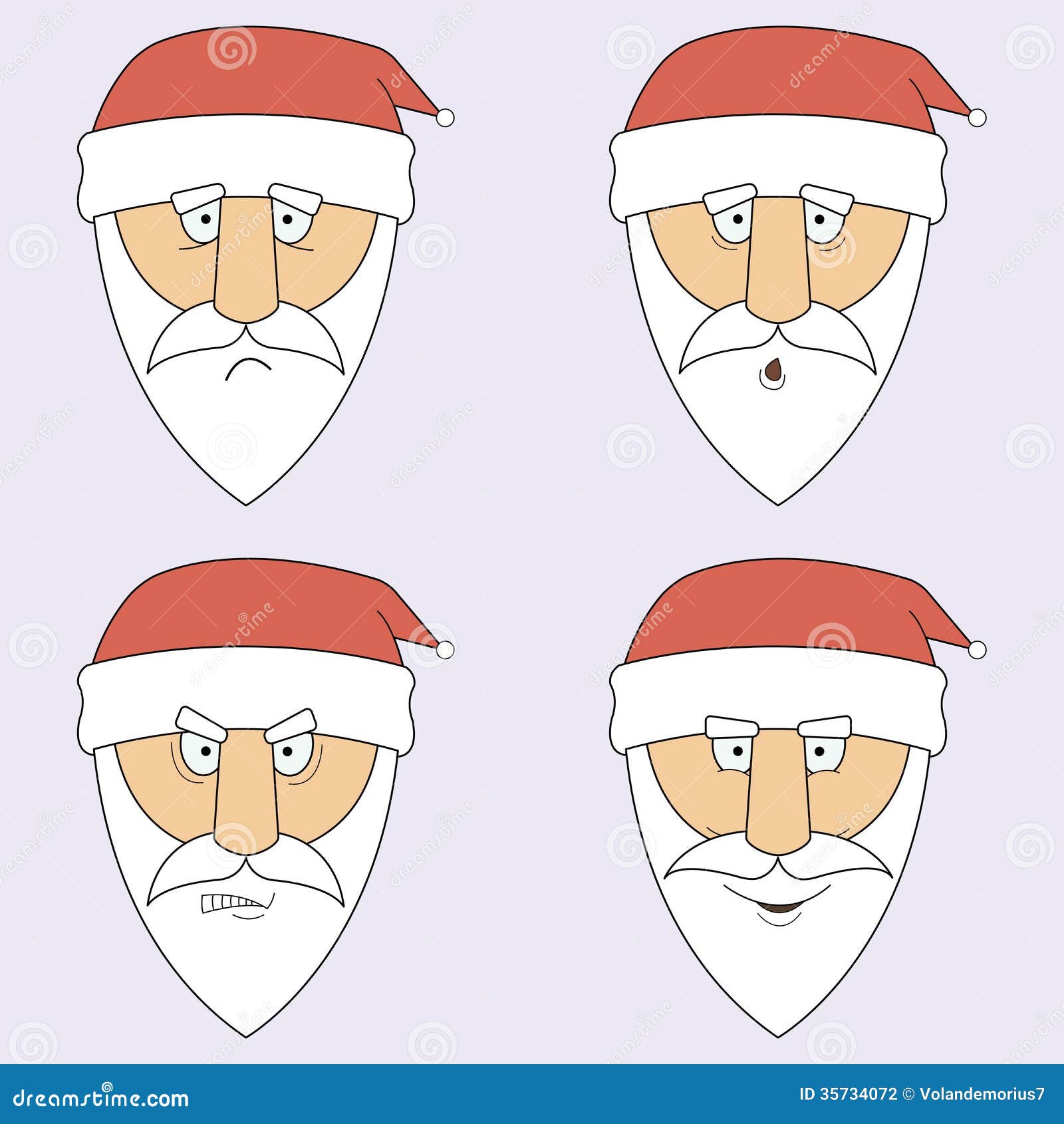 Cartoon Illustration of Santa Poses Faces Stock Vector - Illustration ...