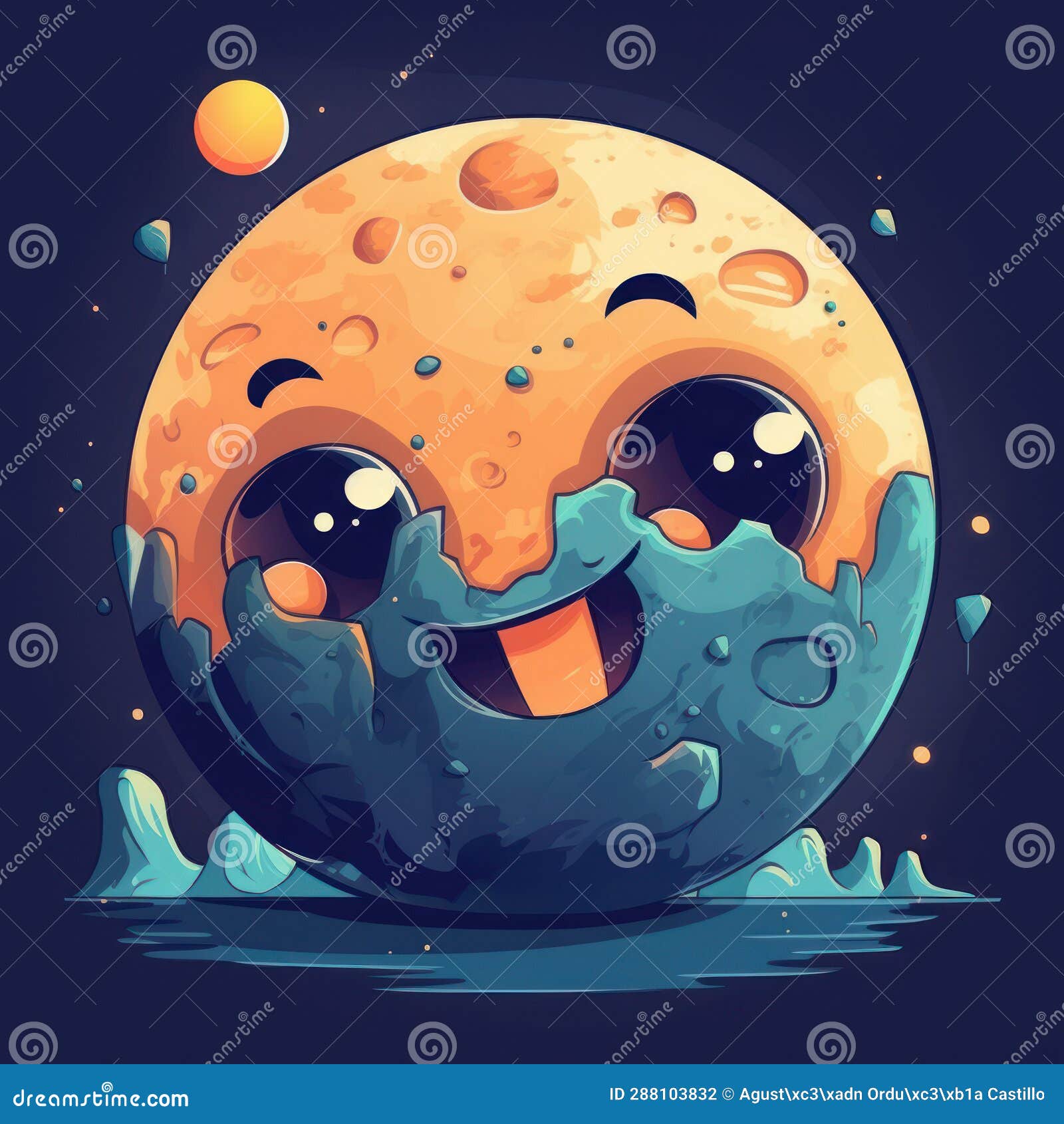 A Cartoon Illustration of the Satellite of the Moon. Generative AI ...