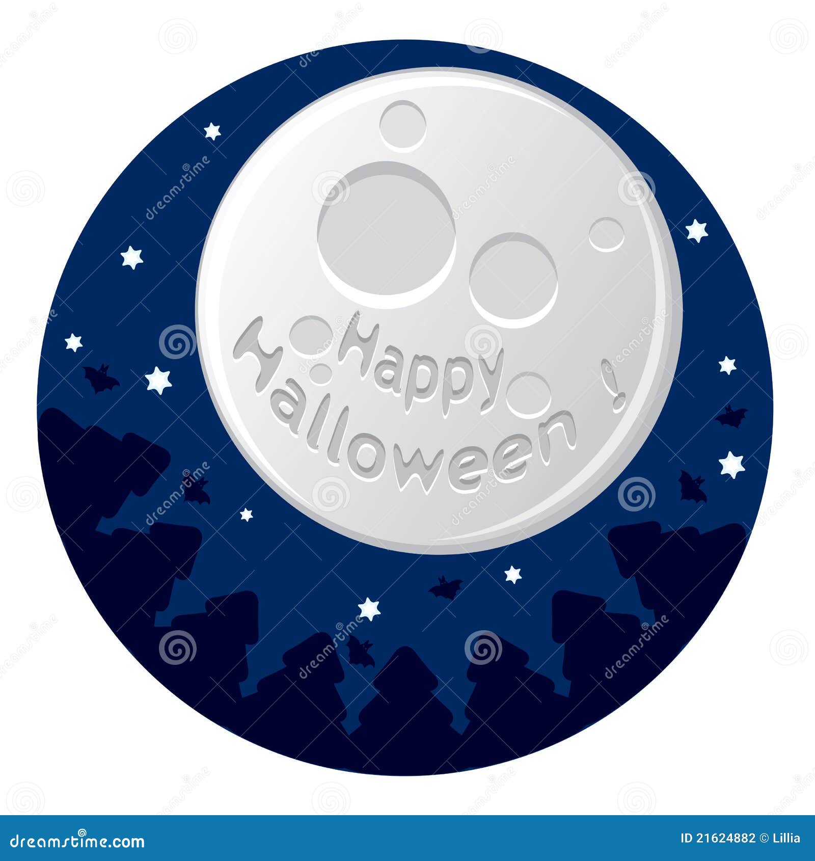 Scary Moon Vector Outline | CartoonDealer.com #260173339