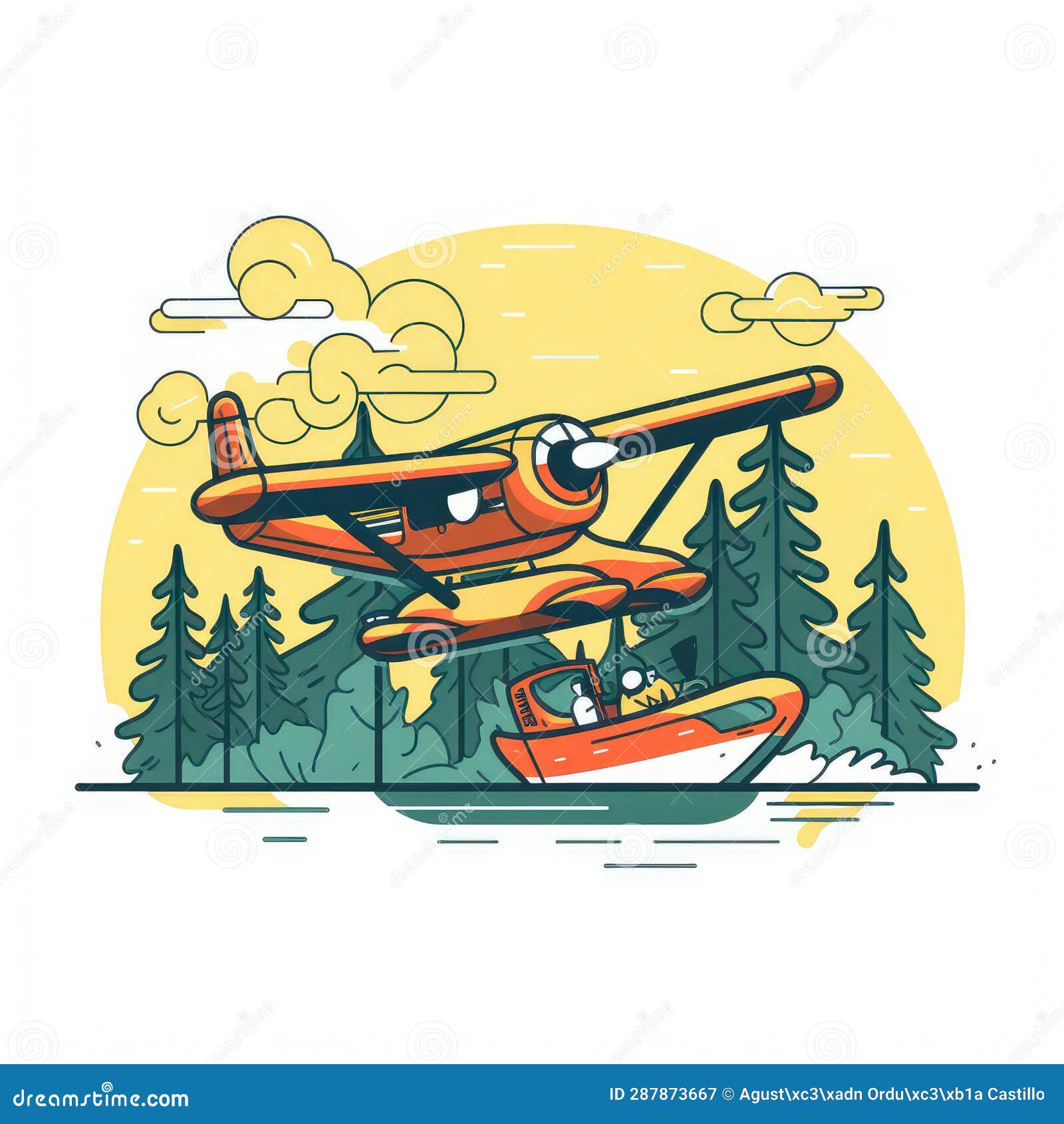 A Cartoon Illustration of a Seaplane. Stock Illustration - Illustration ...