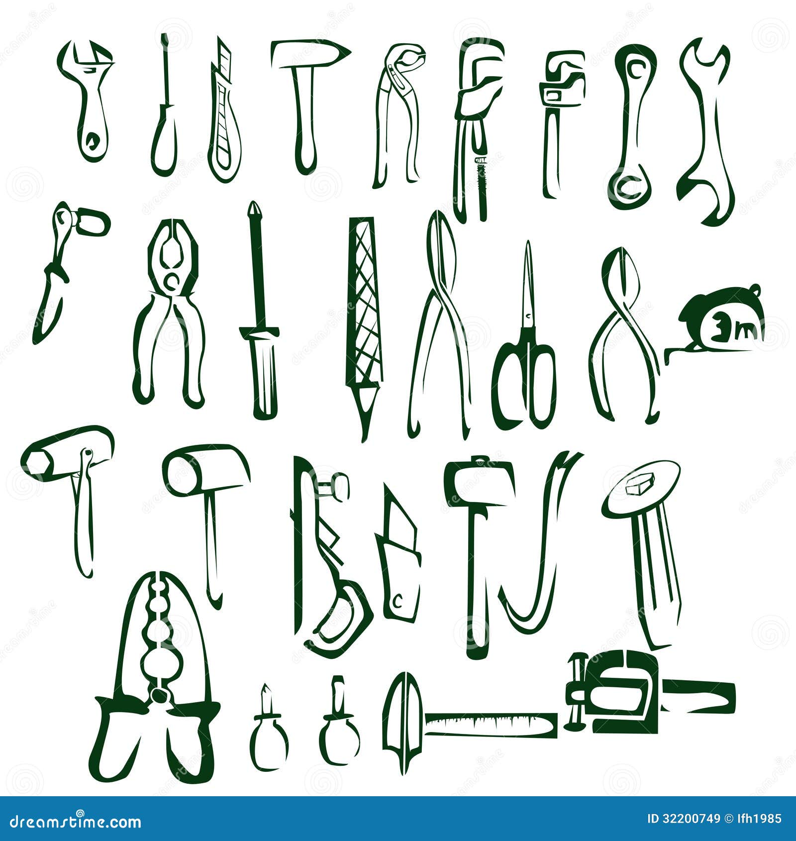Cartoon Illustration of Set of Handle Tools Stock Illustration ...