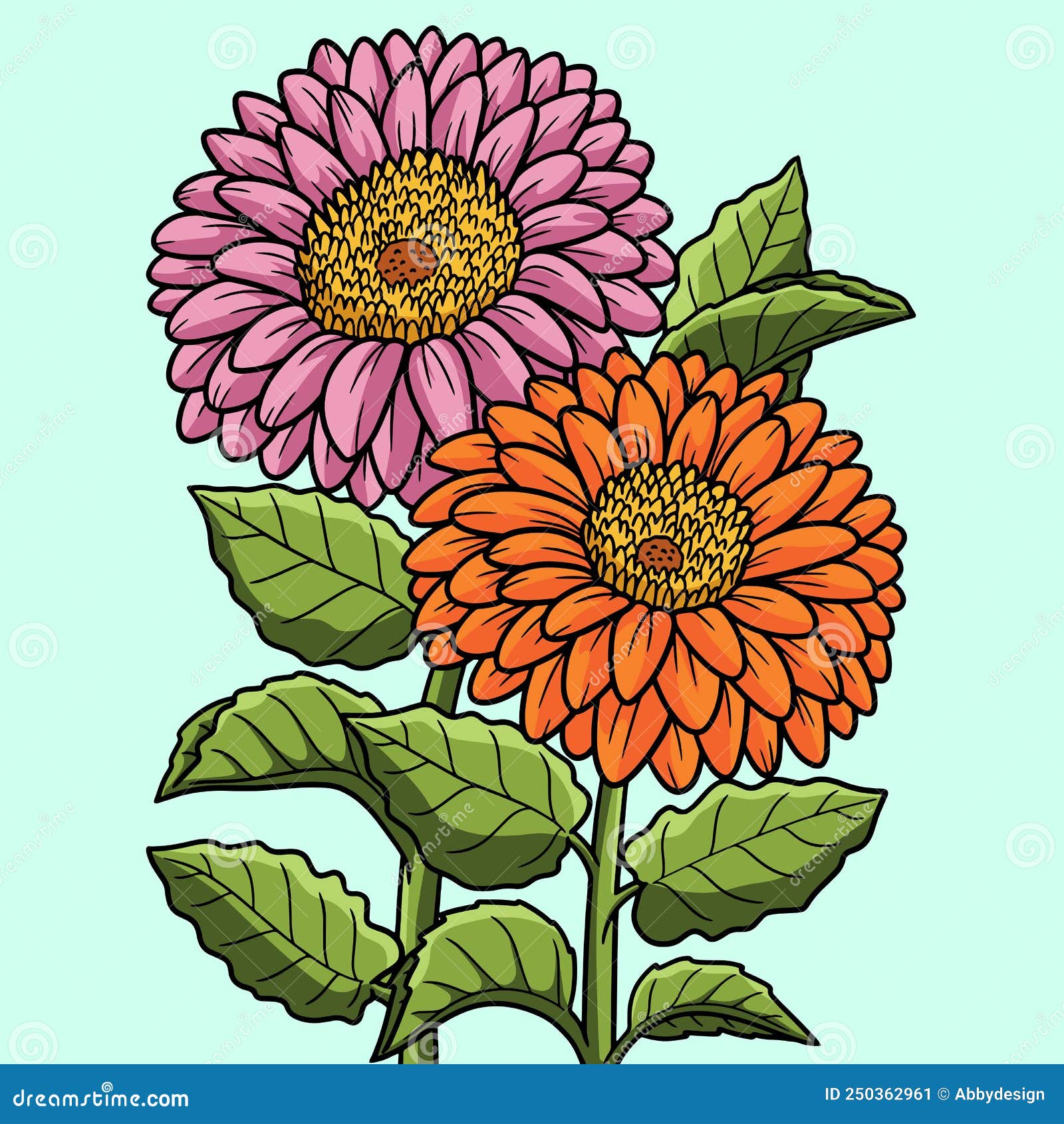 Gerbera Flower Colored Cartoon Illustration | CartoonDealer.com #250362961