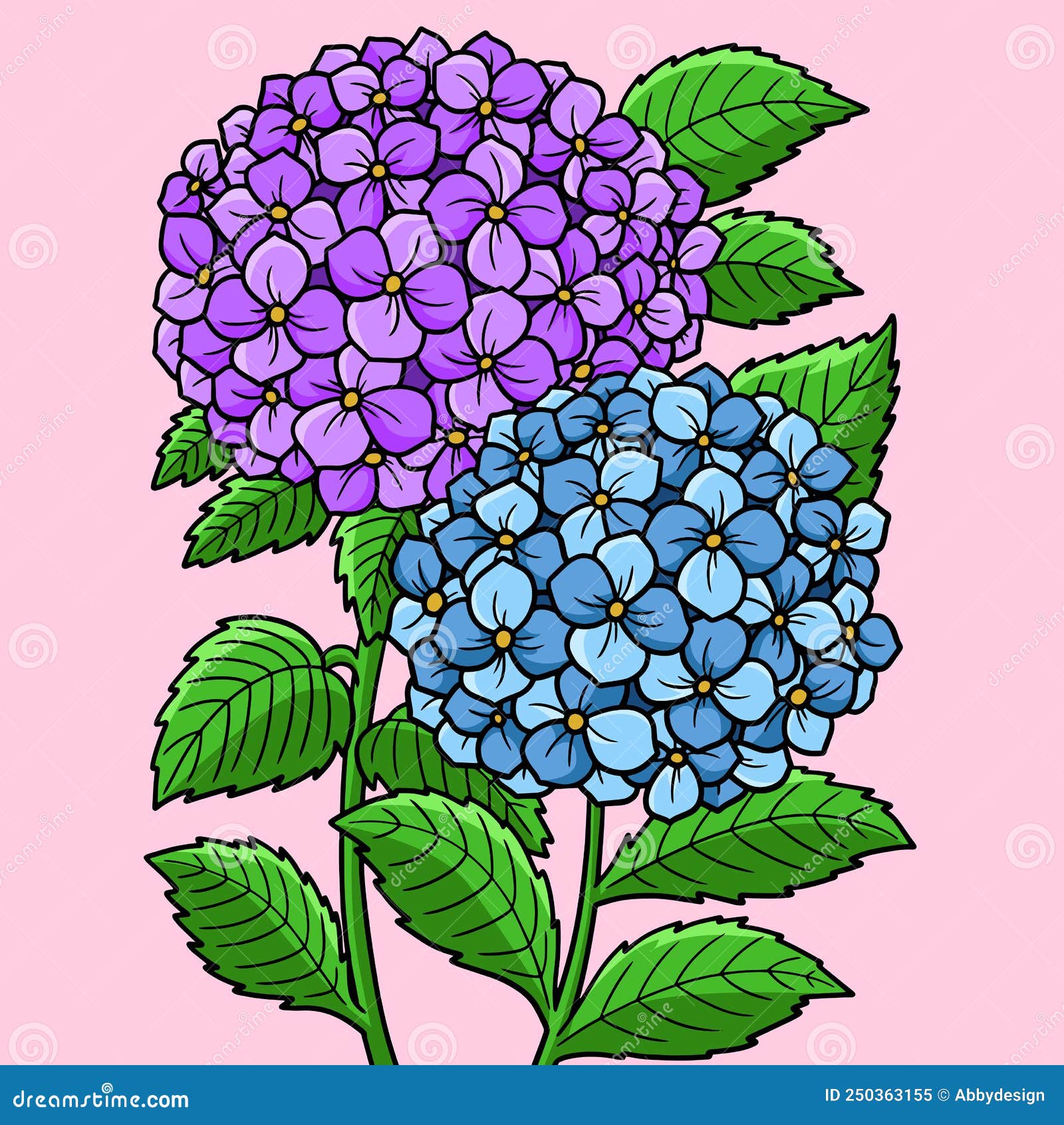 Hydrangea Flower Colored Cartoon Illustration Stock Vector ...