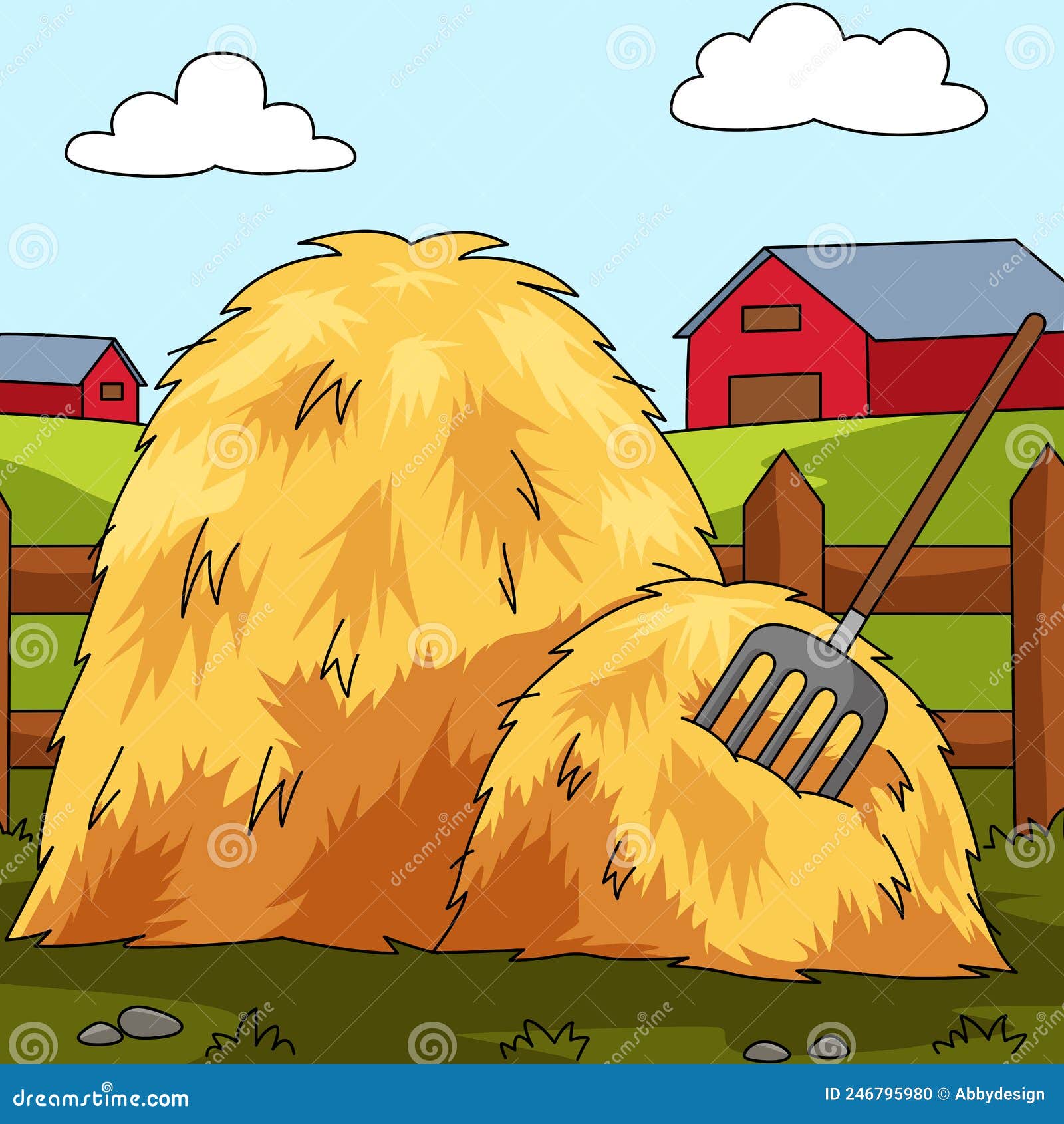 Haystack Colored Cartoon Farm Illustration Stock Vector - Illustration ...
