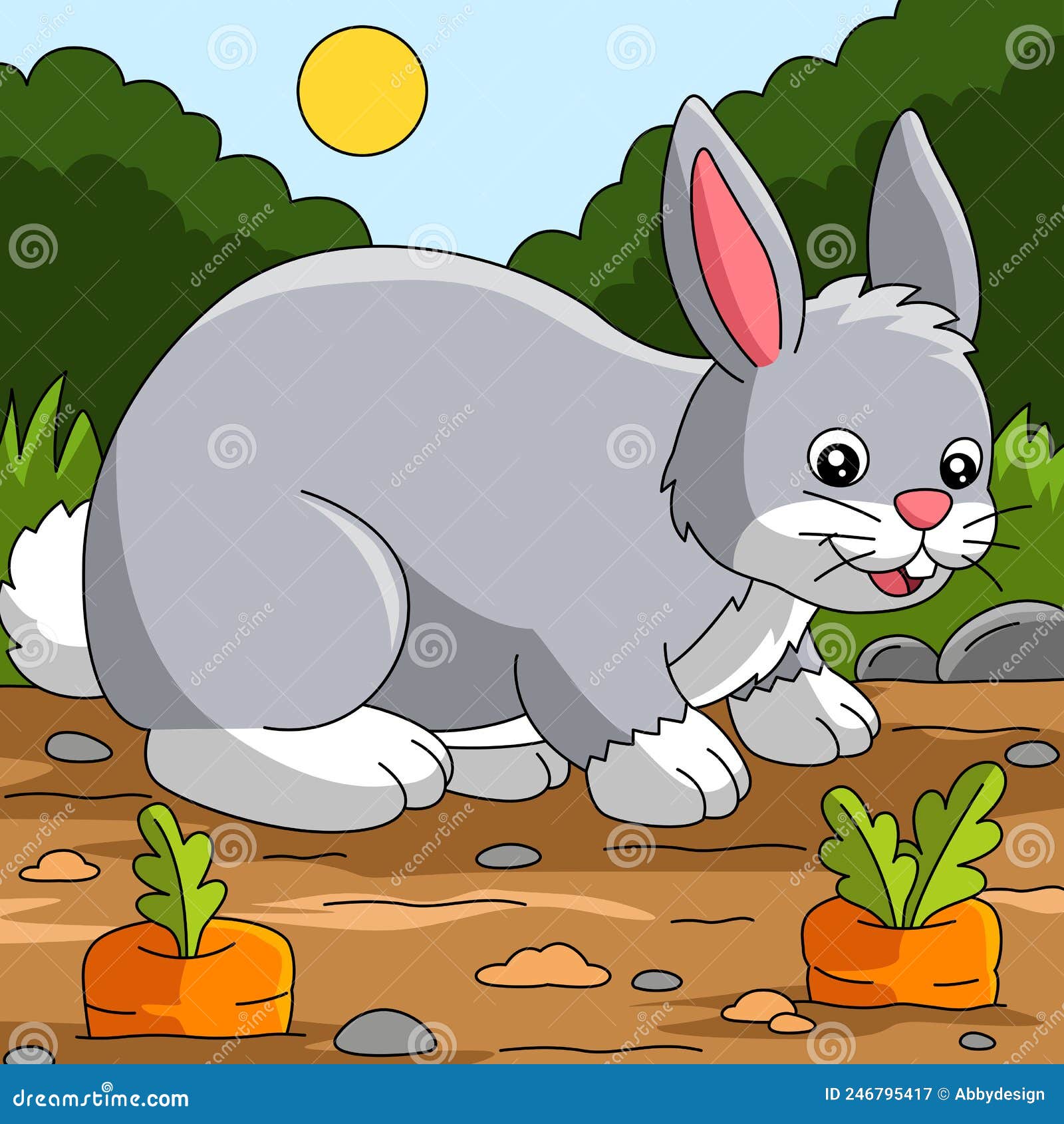 Rabbit Colored Cartoon Farm Illustration Stock Vector - Illustration of ...