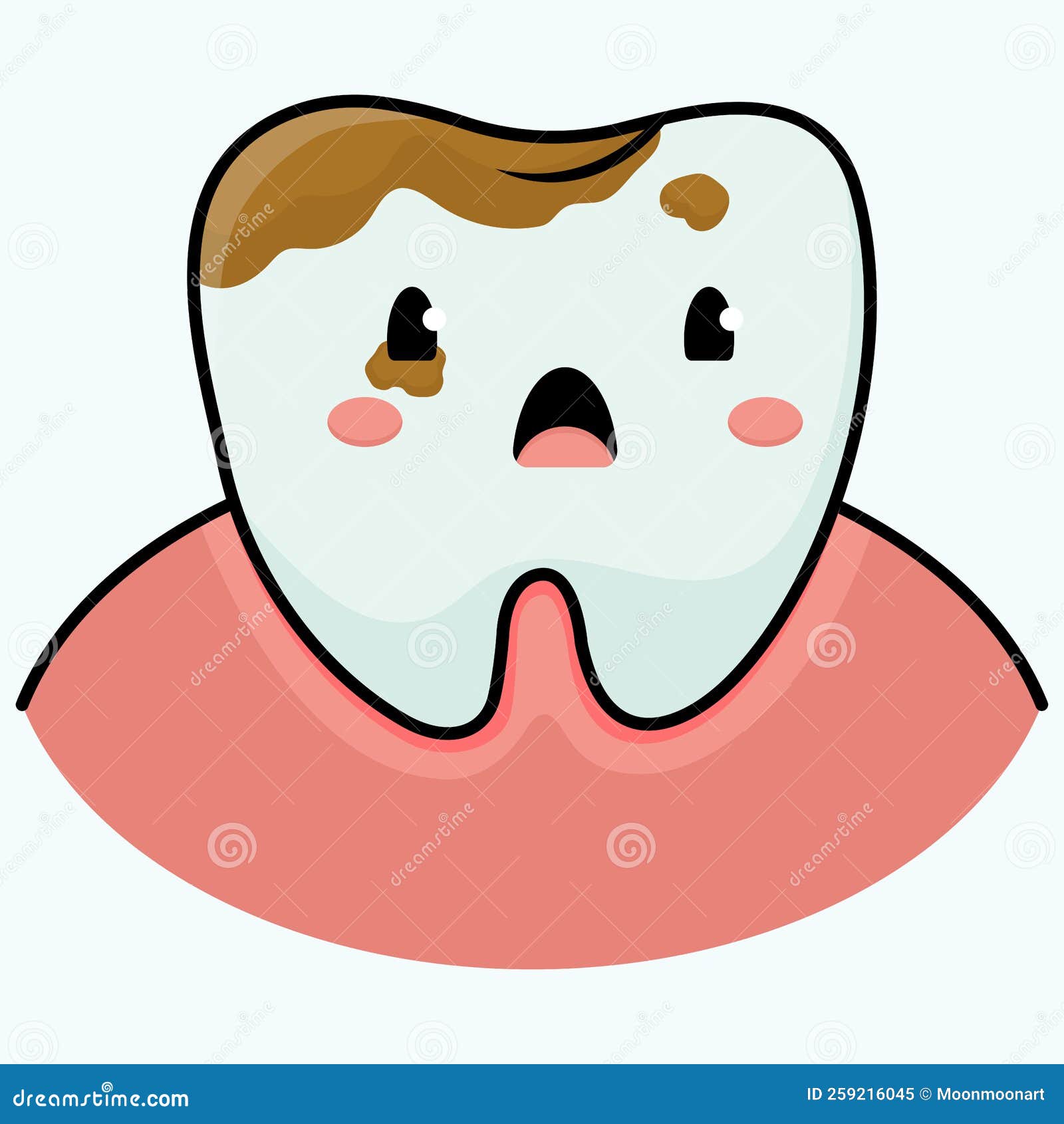 Cartoon Illustration of a Sick Tooth. Sad Kawaii Tooth. Tooth with ...