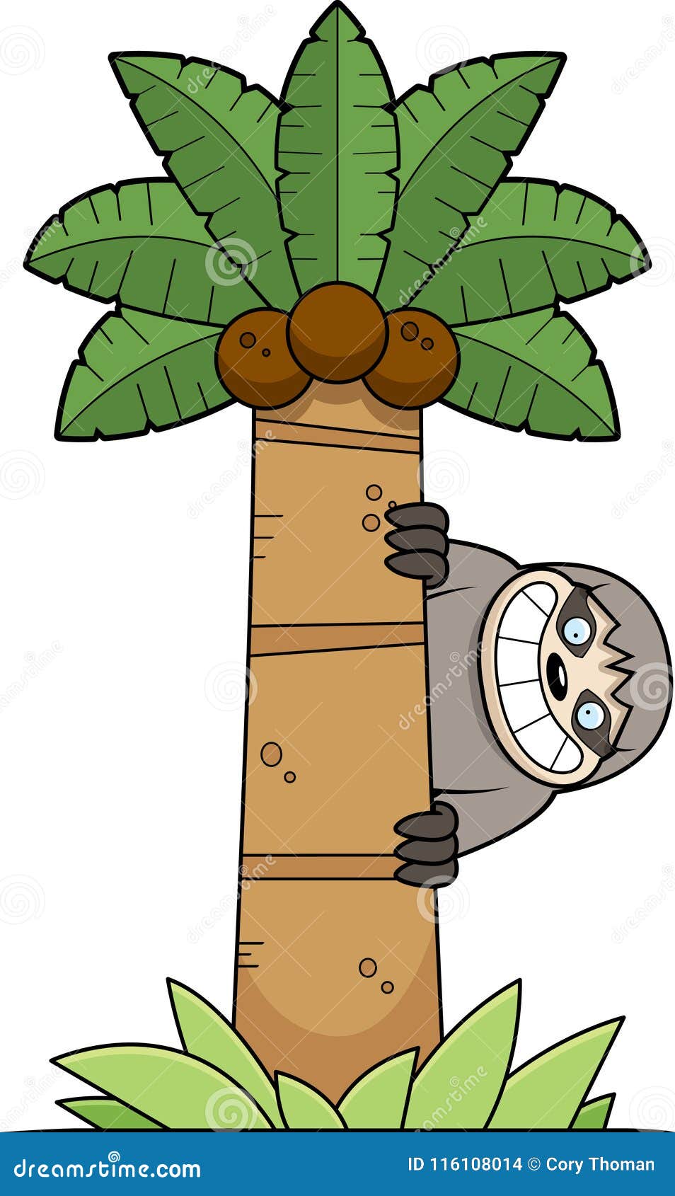 Cartoon Sloth Tree stock vector. Illustration of jungle - 116108014