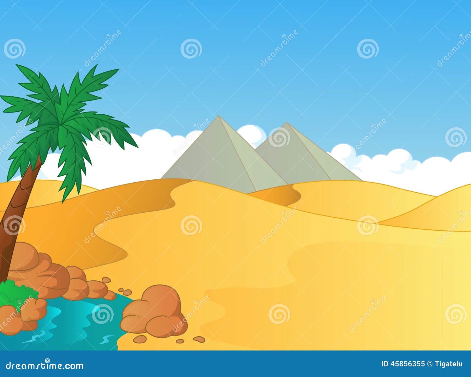 Cartoon Illustration Of Small Oasis In The Desert | CartoonDealer.com ...