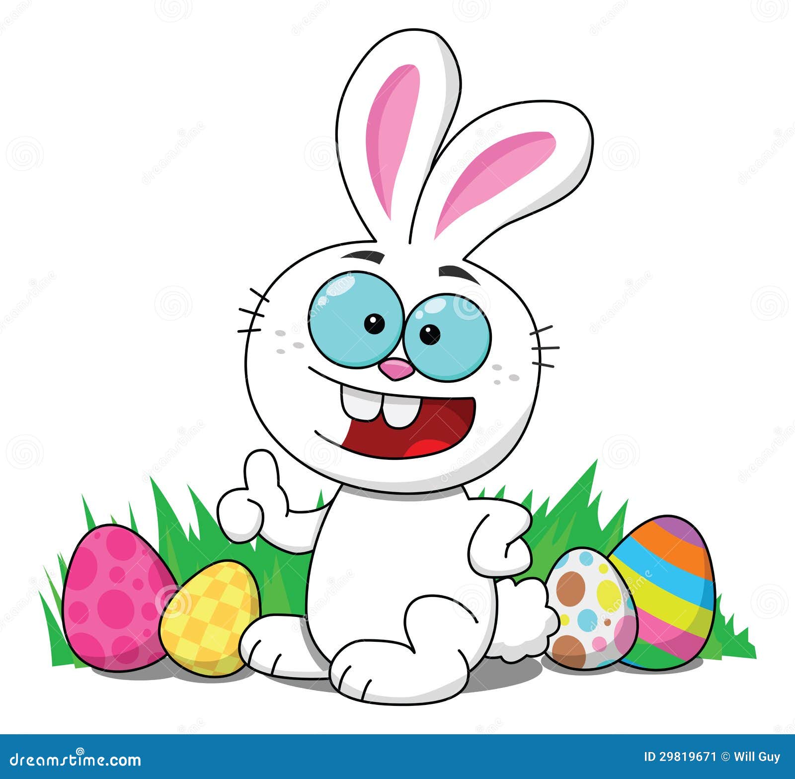 Easter Bunny Smiling with Easter Eggs Stock Illustration - Illustration ...