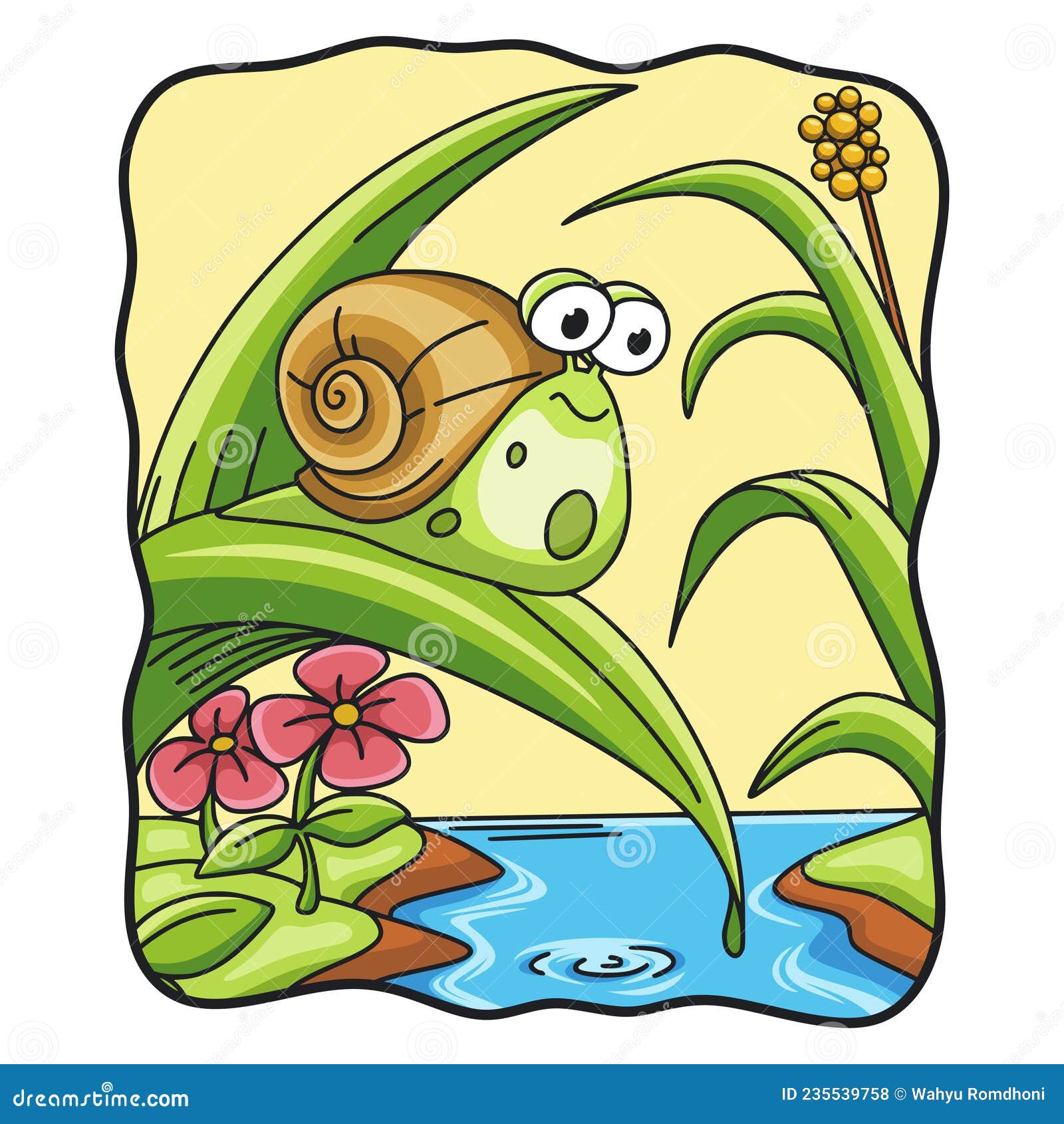 Cartoon Illustration Snail Walking Stock Illustration - Illustration of ...