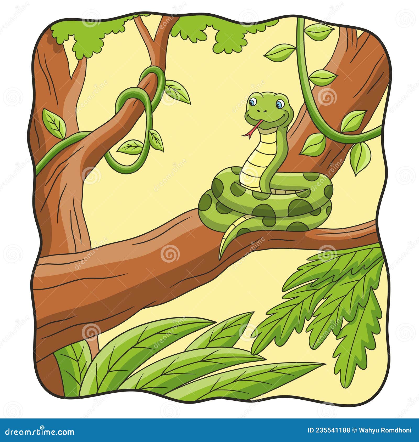 Cartoon Illustration the Snake Stock Illustration - Illustration of ...