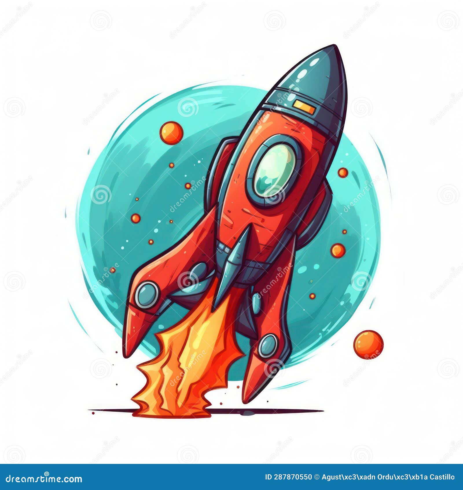 A Cartoon Illustration of a Space Rocket. Stock Illustration ...
