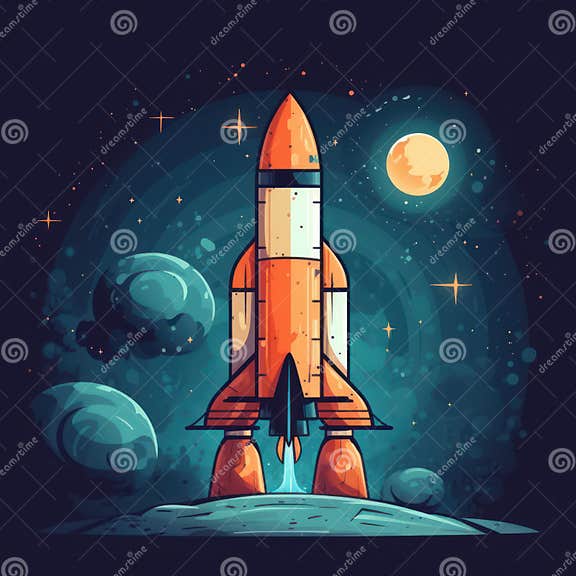 A Cartoon Illustration of a Space Rocket. Stock Illustration ...