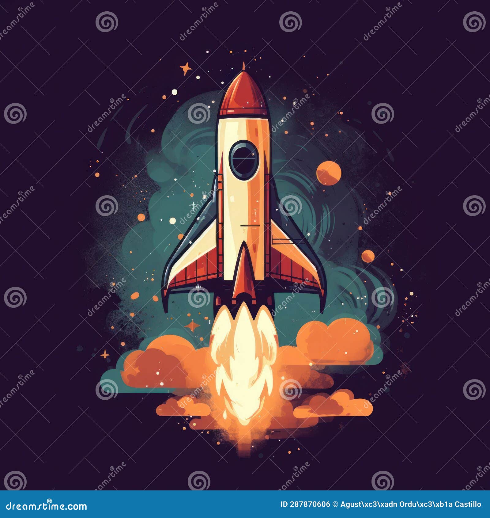A Cartoon Illustration of a Space Rocket. Stock Illustration ...