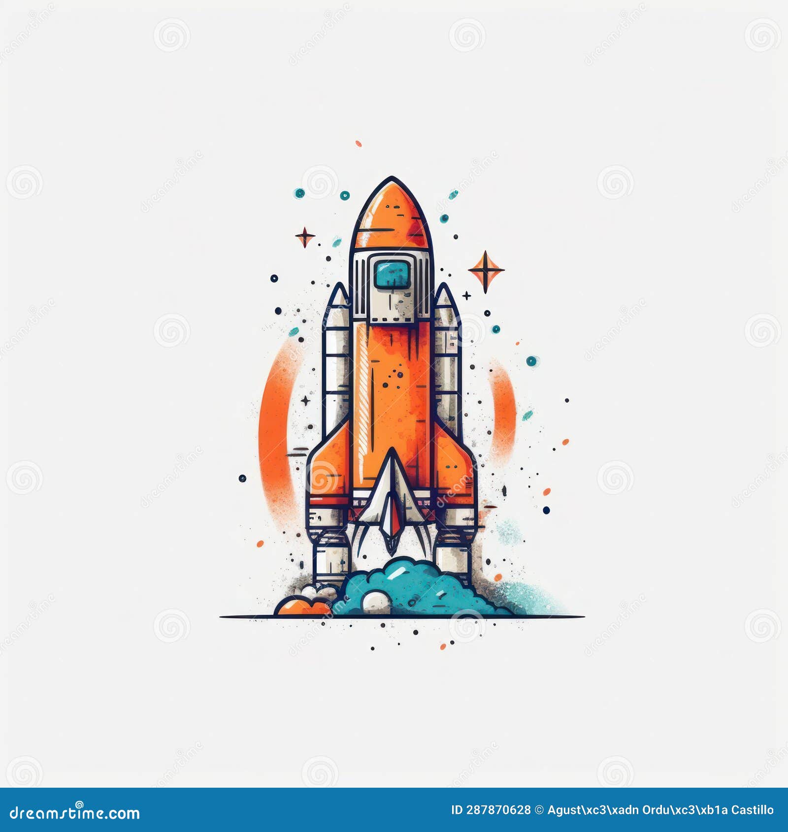 A Cartoon Illustration of a Space Rocket. Stock Illustration ...