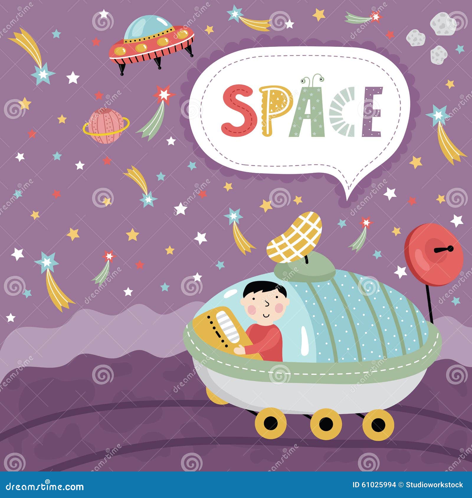 Cartoon Illustration about Space. Stock Vector - Illustration of space ...