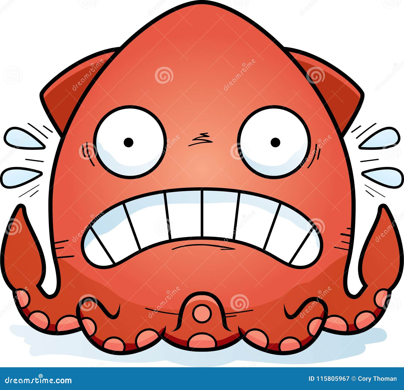 Scared Cartoon Squid stock vector. Illustration of clipart - 115805967