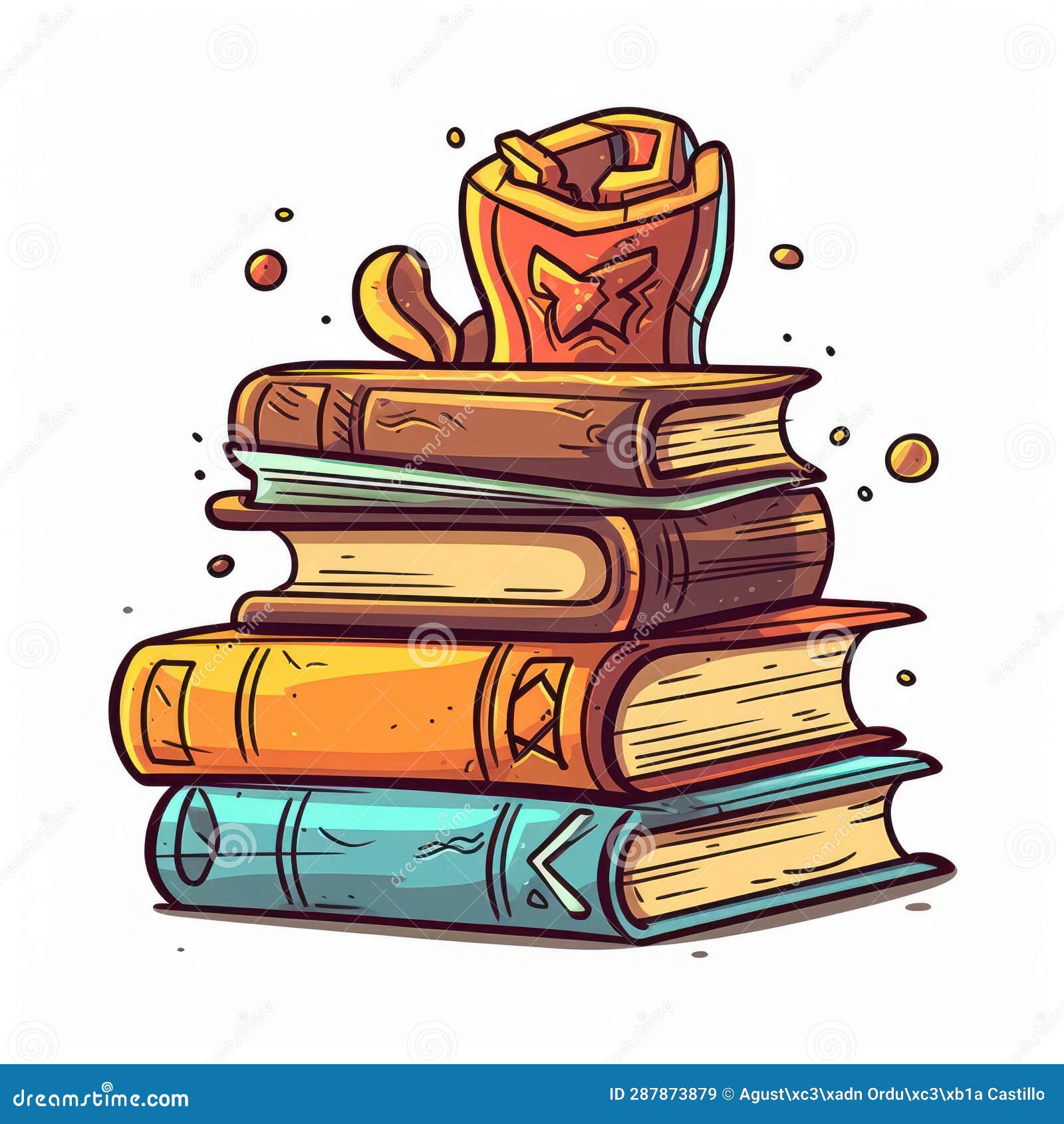 A Cartoon Illustration of a Stack of Books. Stock Illustration ...