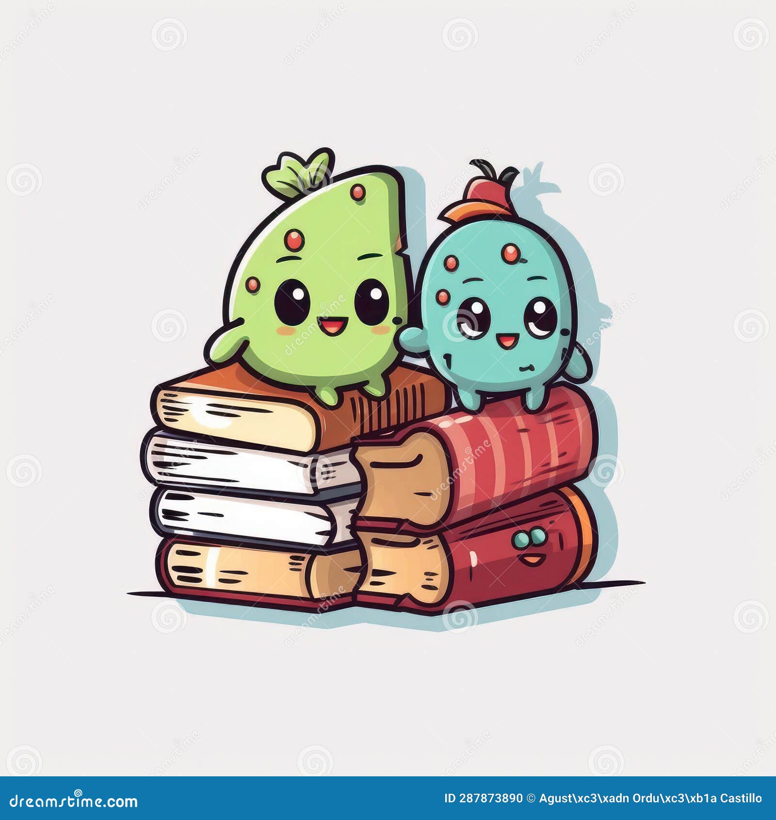 A Cartoon Illustration of a Stack of Books. Stock Illustration ...