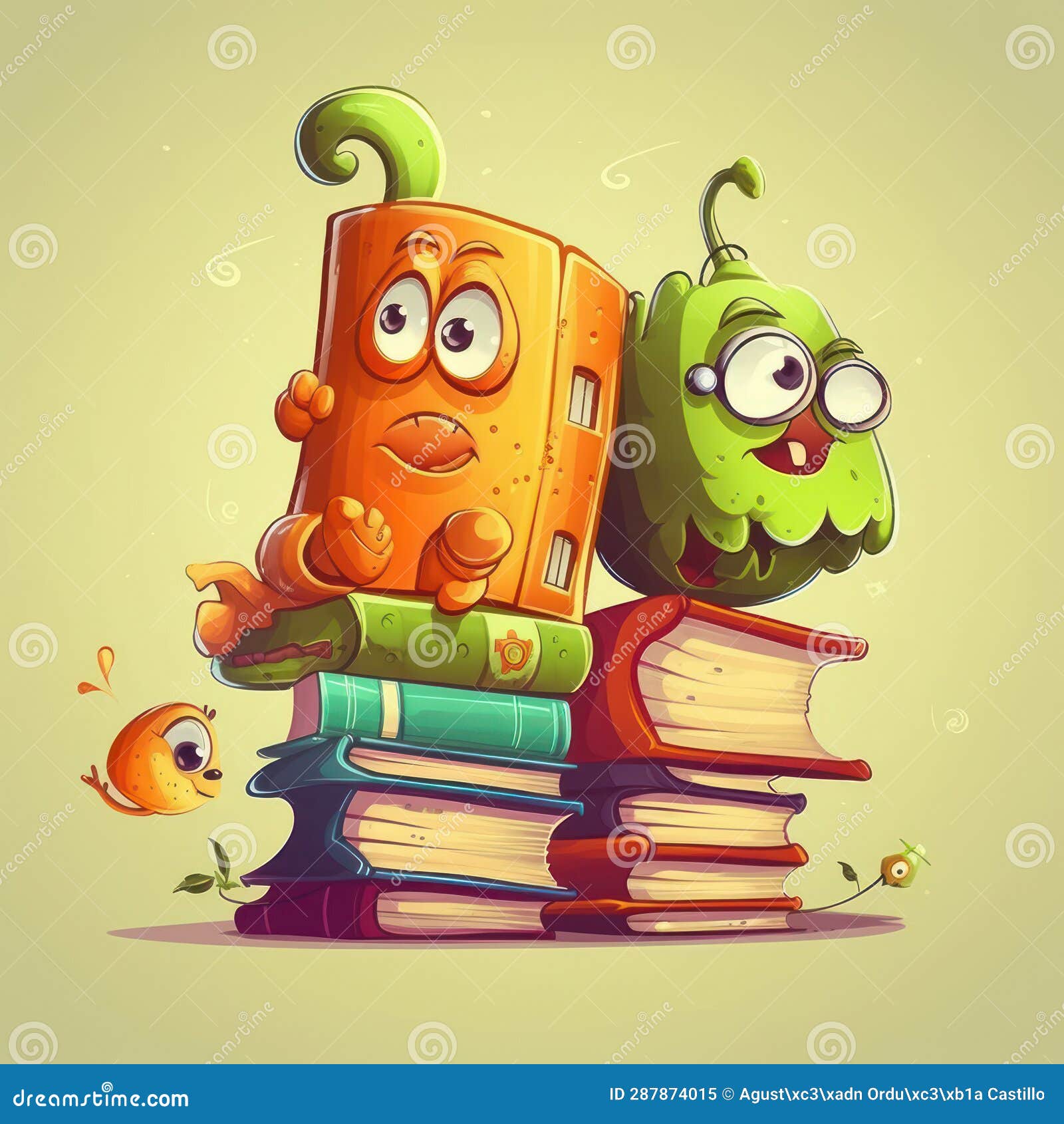 A Cartoon Illustration of a Stack of Books. Stock Illustration ...