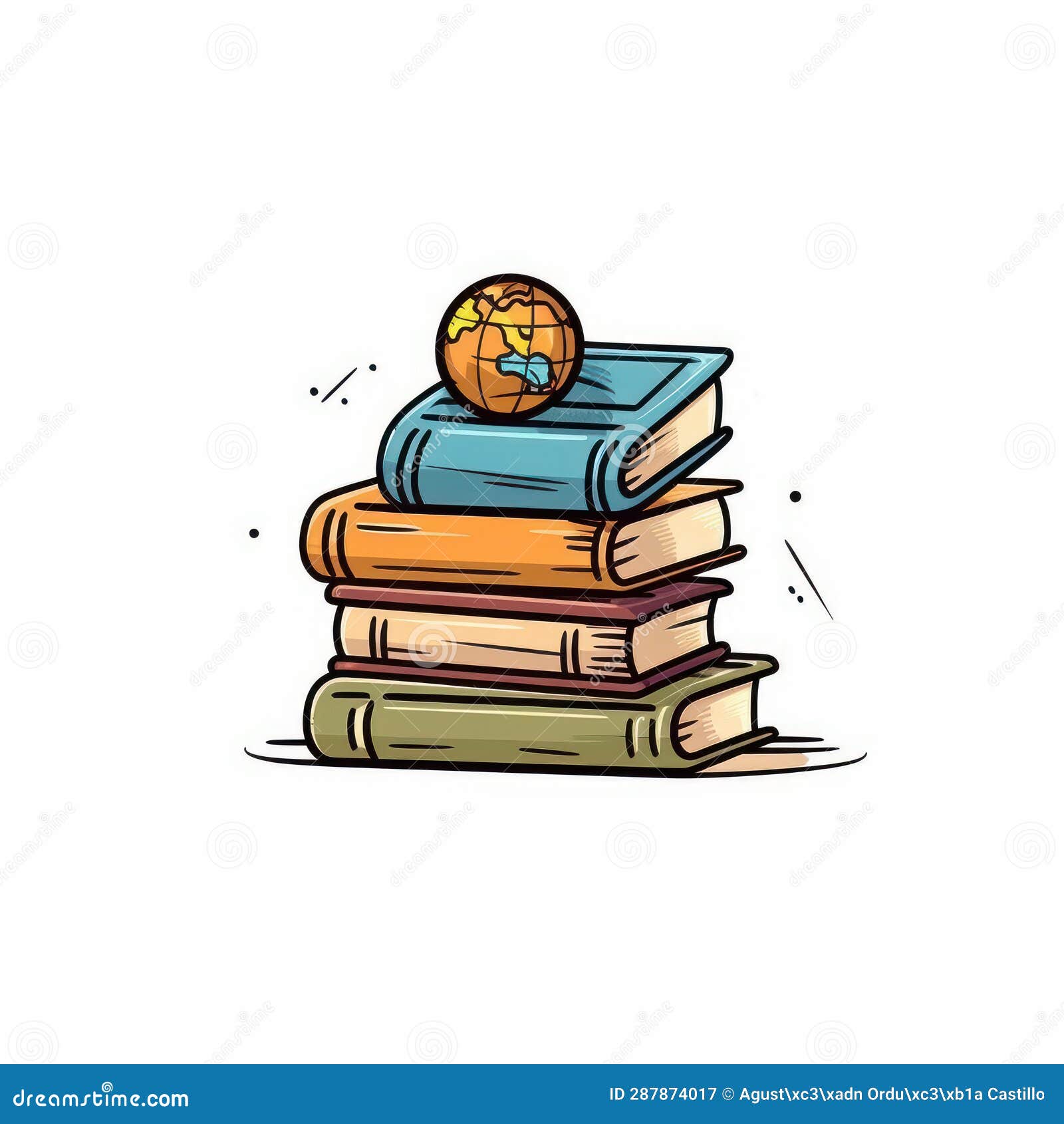 A Cartoon Illustration of a Stack of Books. Stock Illustration ...