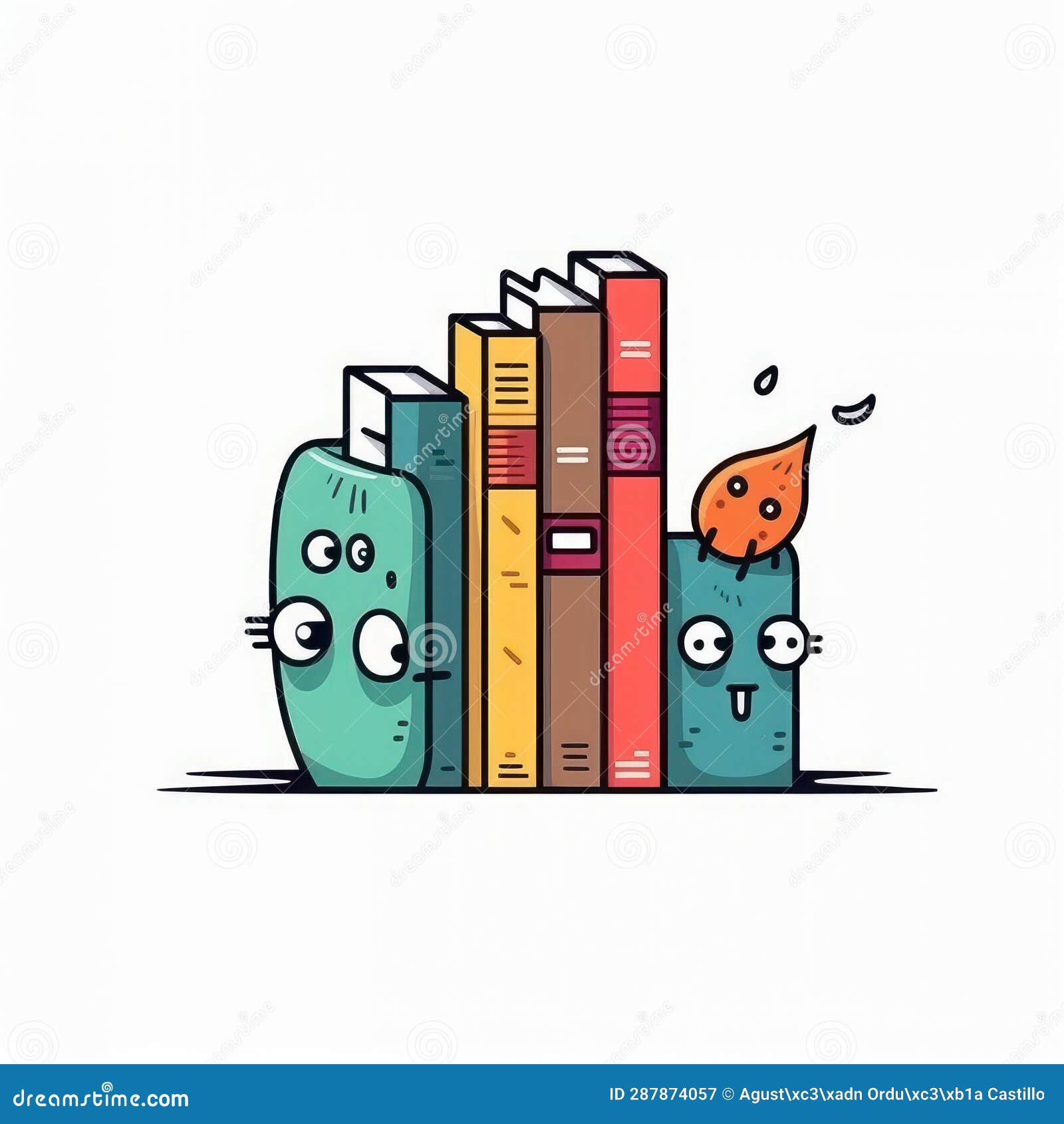 A Cartoon Illustration of a Stack of Books. Stock Illustration ...