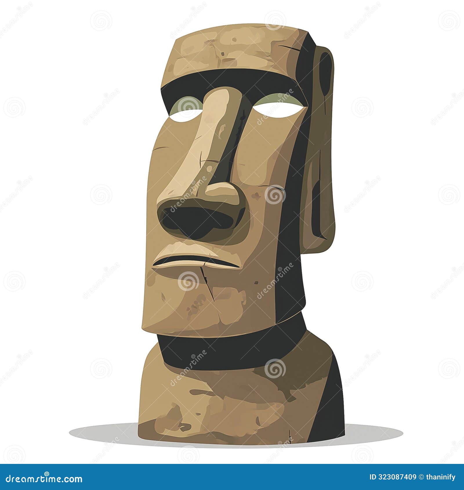 A Cartoon Illustration of a Statue of a Man with a Sad Face Stock ...