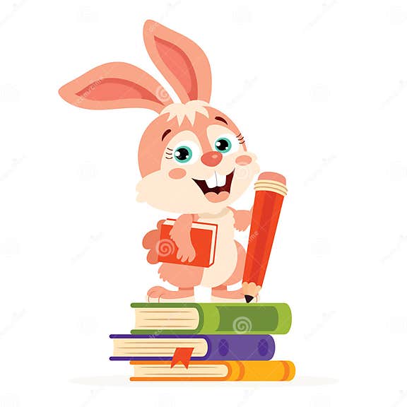 Cartoon Illustration of Student Rabbit Stock Illustration ...