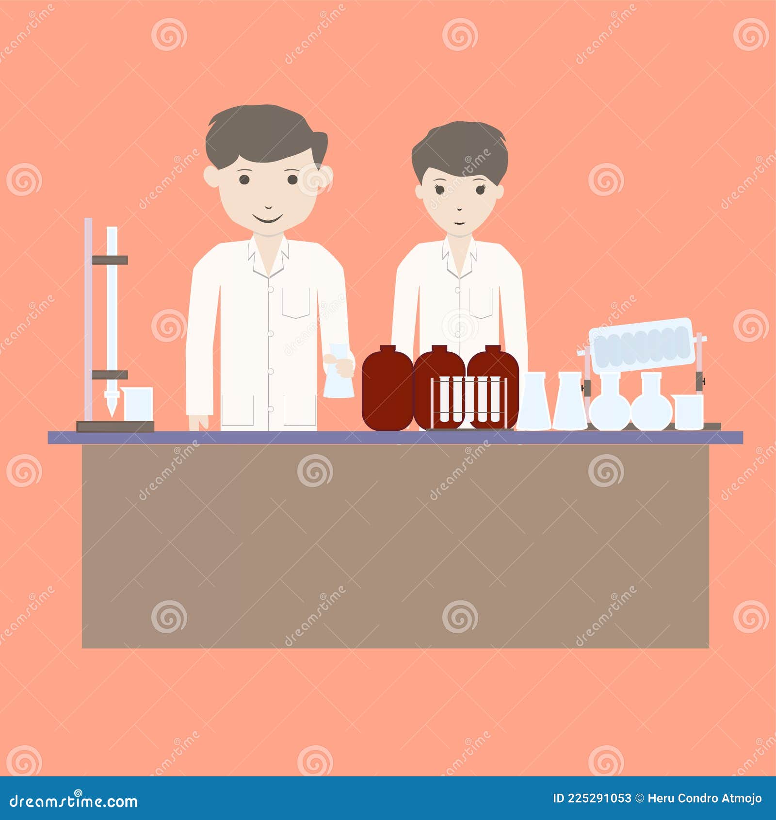 Cartoon Illustration of Students and Laboratories Stock Vector ...