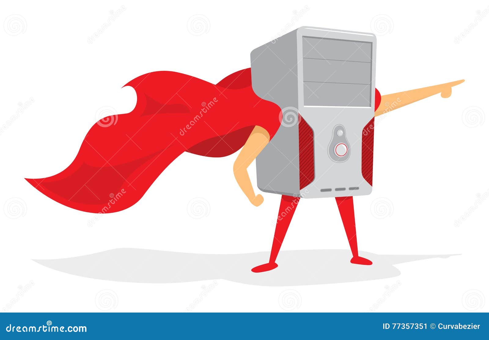 Computer Super Hero with Cape Stock Vector - Illustration of unit ...