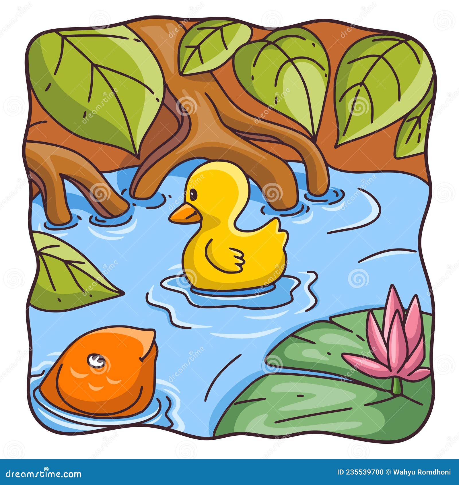 Cartoon Illustration Swimming Duck Stock Vector - Illustration of group ...