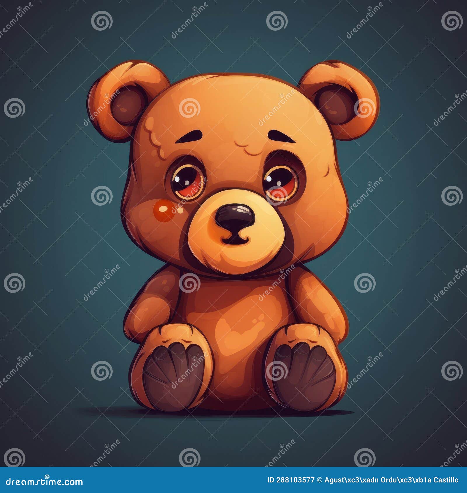 A Cartoon Illustration of a Teddy Bear. Generative AI. Stock ...