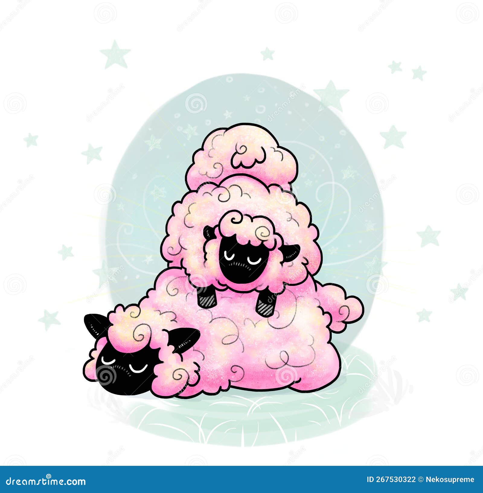 A Stack of Sleepy Sheep stock illustration. Illustration of peaceful ...