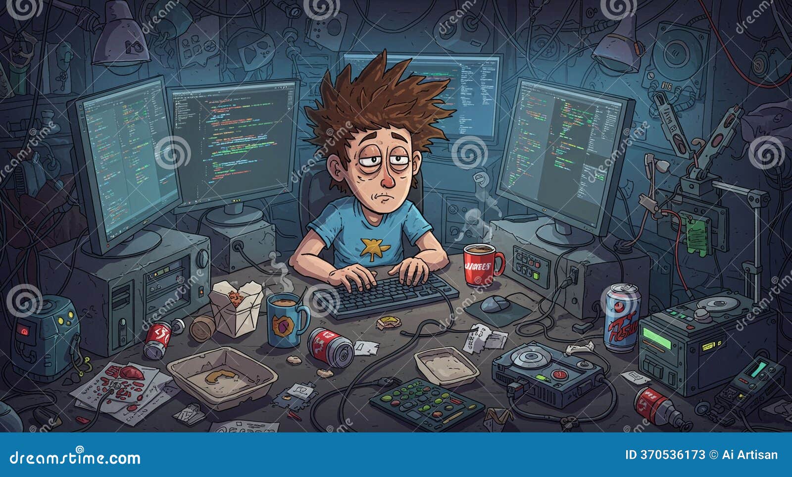 Three Computer Monitors Display Data Analytics And Artificial ...