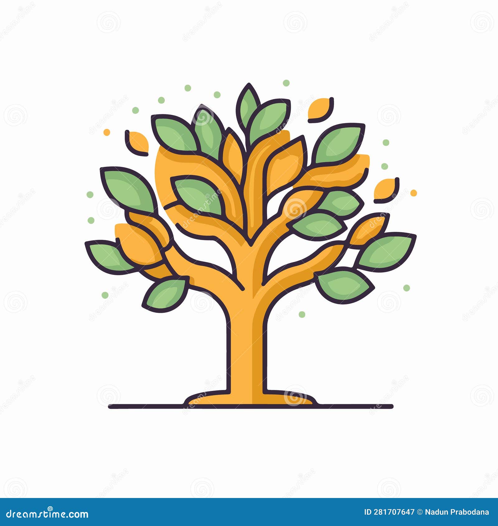 A Cartoon Illustration Of A Tree With A Brown Trunk And A Brown Trunk